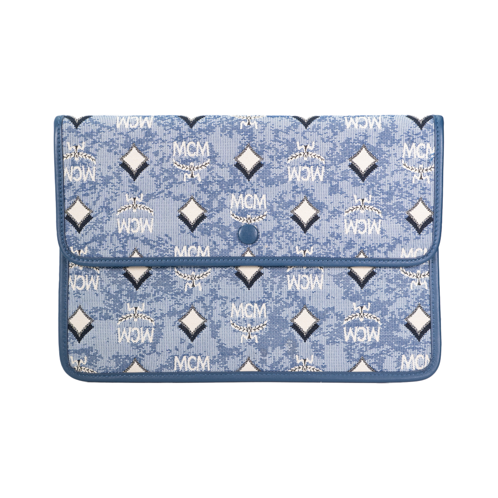 MCM Jacquard Monogram Tote Blue - Luxury In Reach