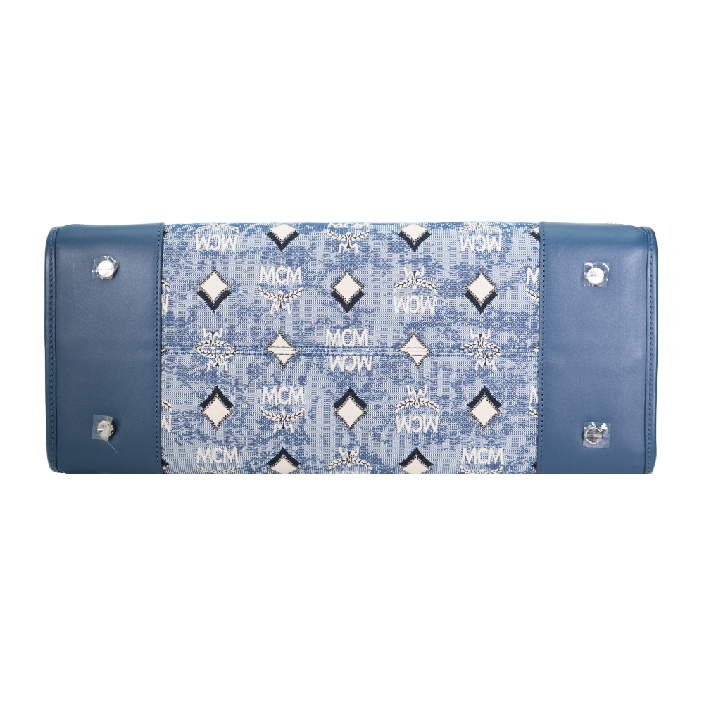 MCM Jacquard Monogram Tote Blue - Luxury In Reach