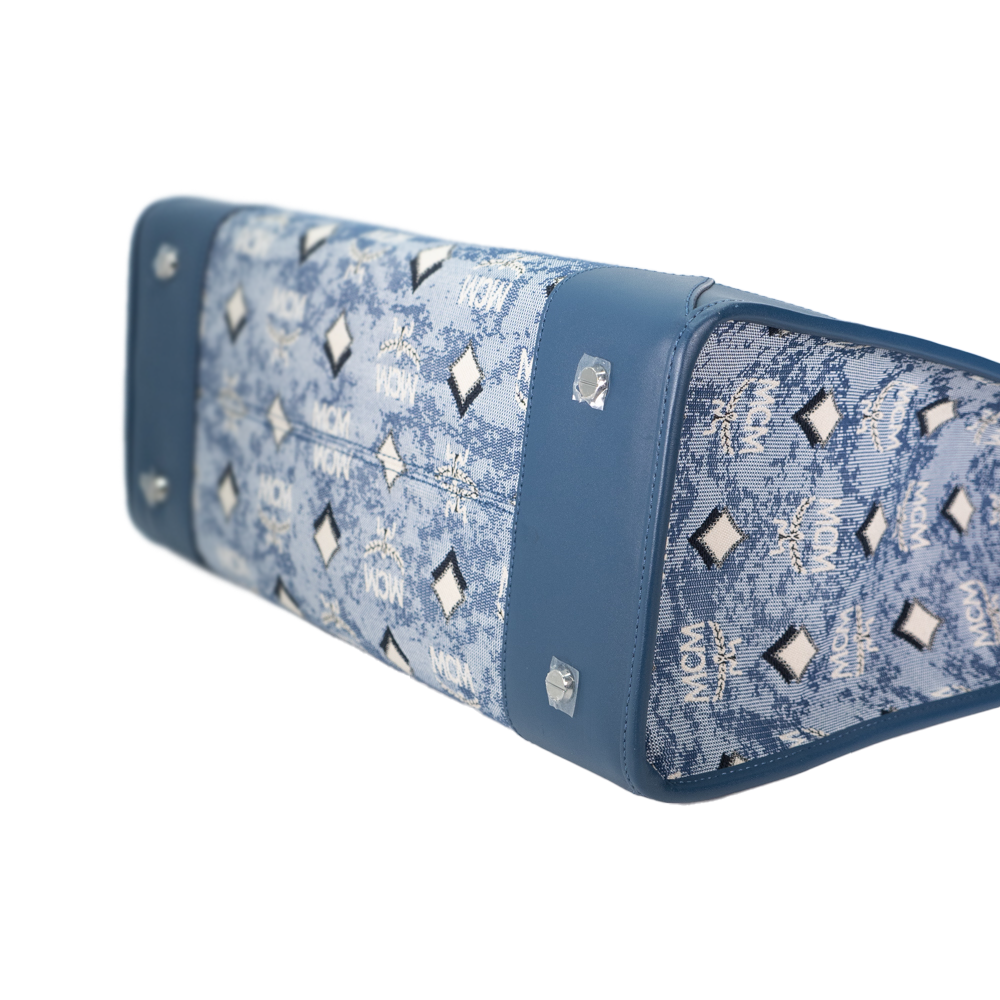 MCM Jacquard Monogram Tote Blue - Luxury In Reach