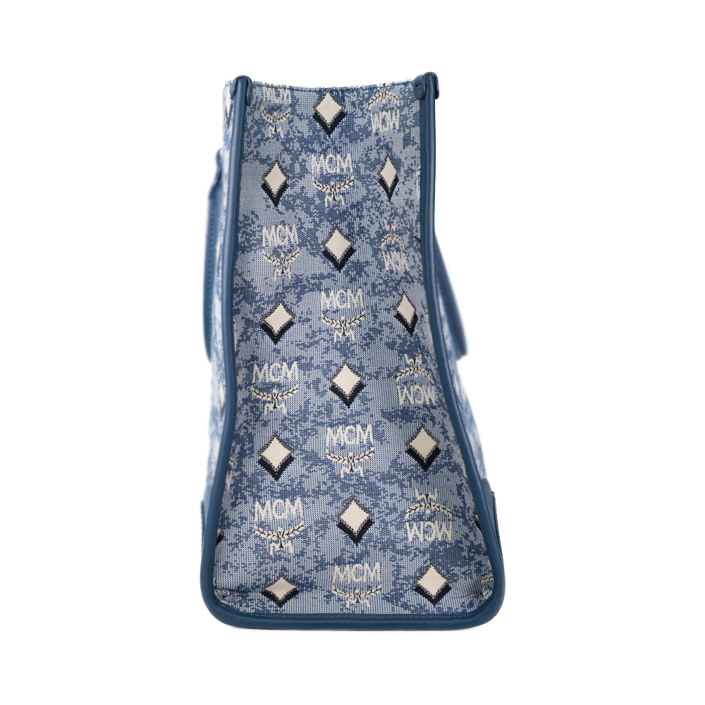 MCM Jacquard Monogram Tote Blue - Luxury In Reach
