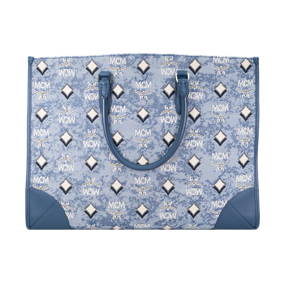 MCM Jacquard Monogram Tote Blue - Luxury In Reach
