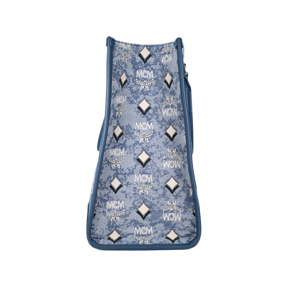 MCM Jacquard Monogram Tote Blue - Luxury In Reach