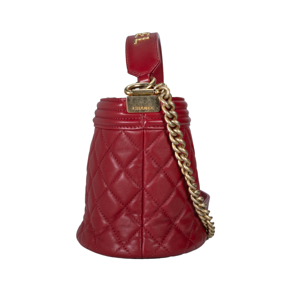 Chanel Quilted Lambskin Bucket Bag Small Red - Luxury In Reach