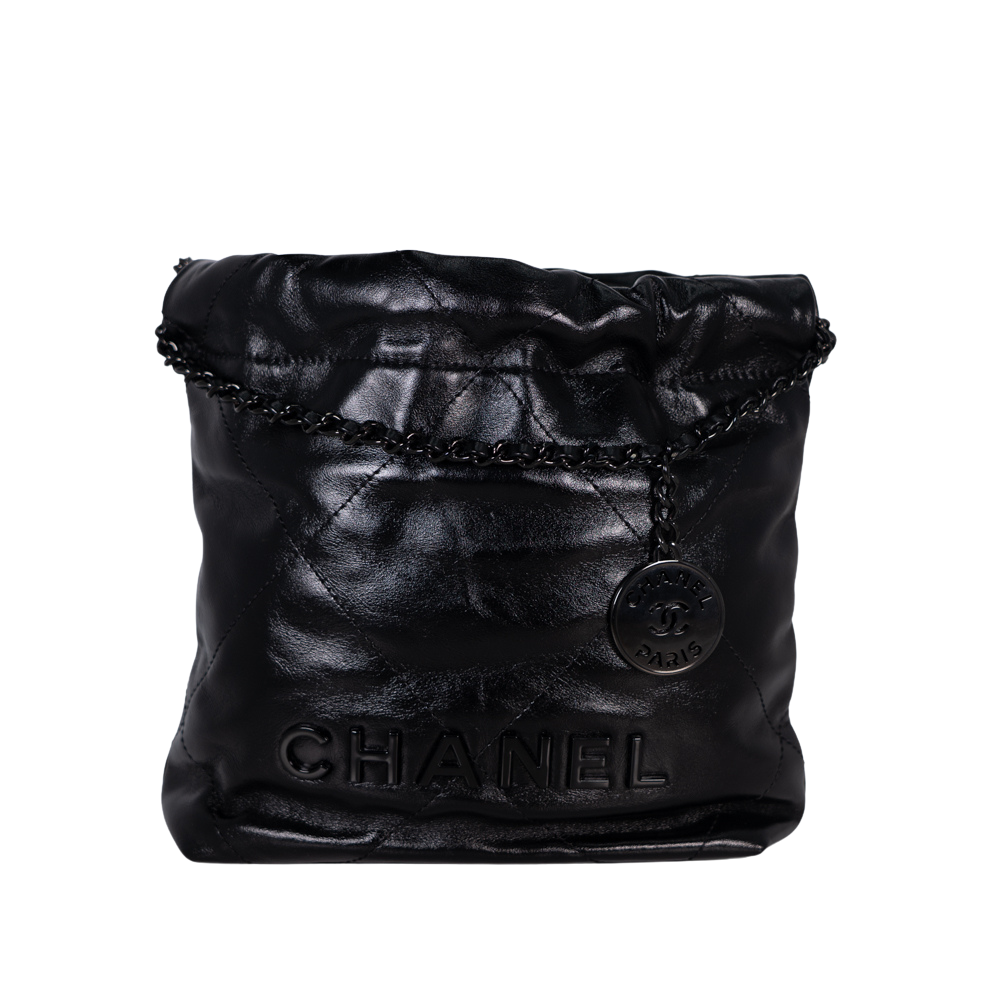 Chanel Shiny Quilted Calfskin Chanel 22 Hobo Mini So Black - Luxury In ...