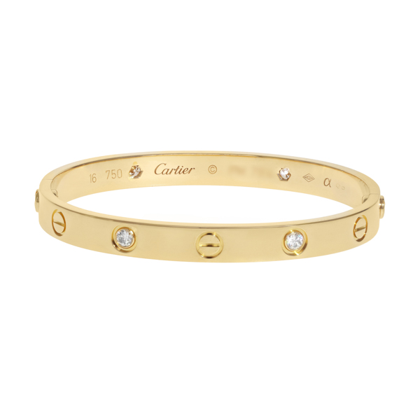 Estate Cartier 4 Diamond Love Bracelet Luxury In Reach